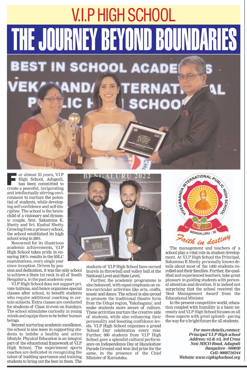 Welcome to VIP High School, Adugodi, Bangalore | Best School in Adugodi